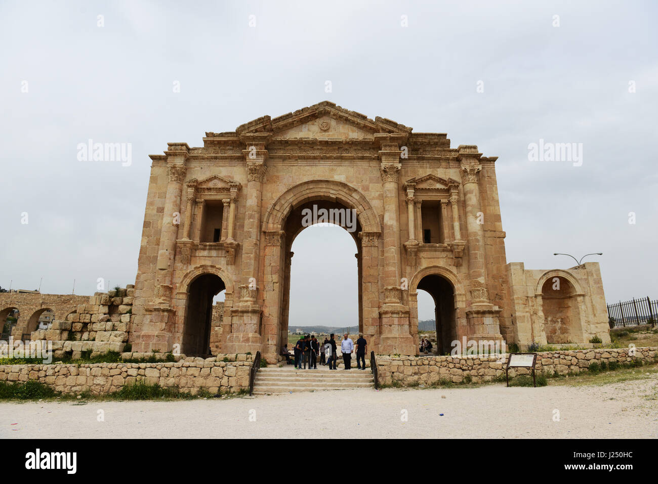 Hadrian's arch in the ancient Roman city of Jerash in Jordan Stock ...