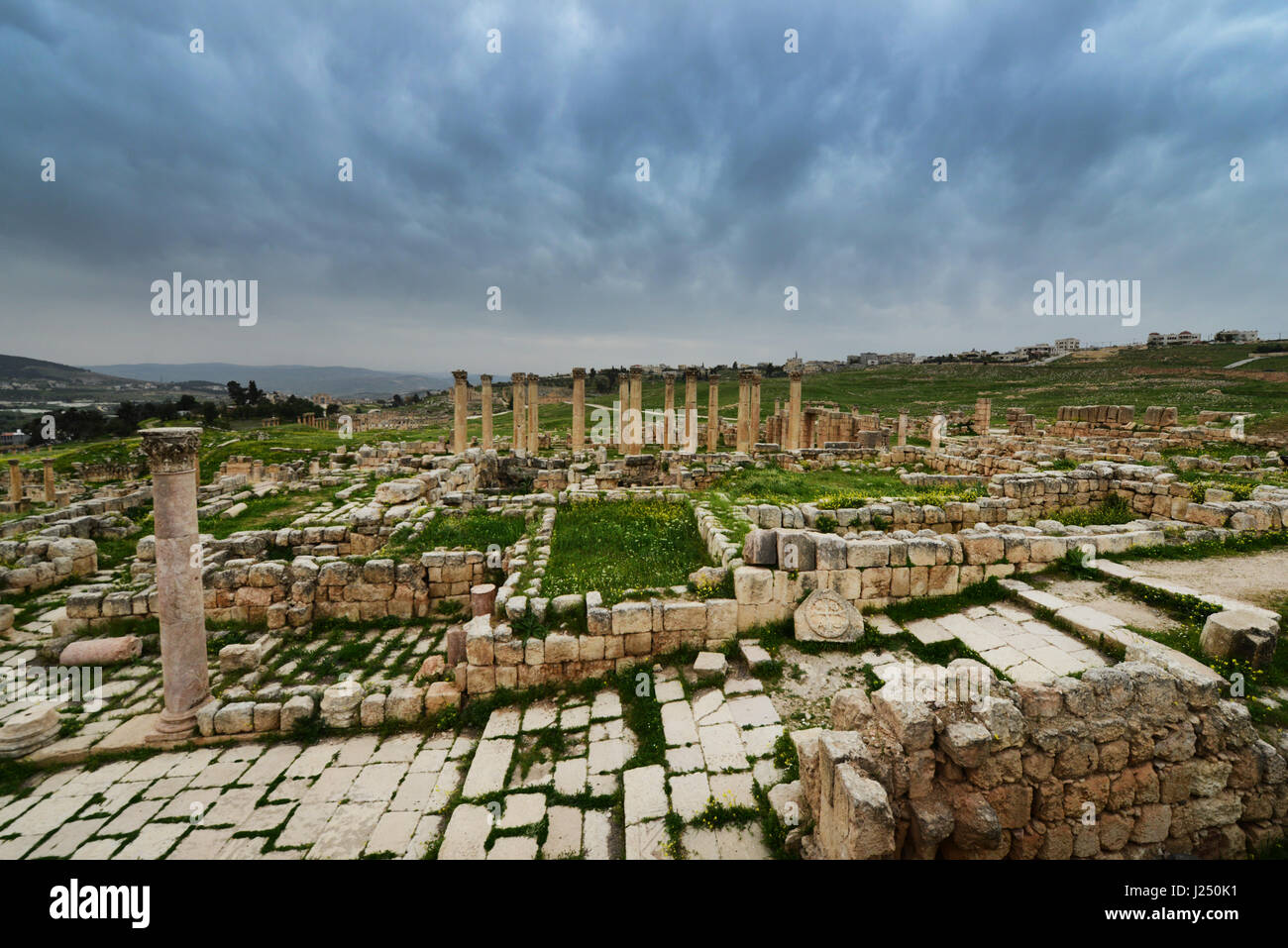 The ancient Roman city of Jerash in Jordan during spring Stock Photo ...