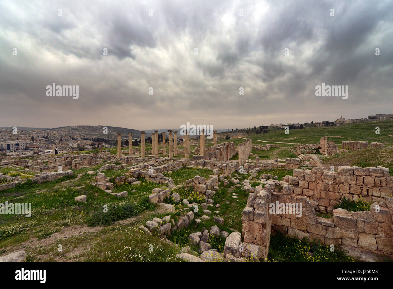The ancient Roman city of Jerash in Jordan during spring Stock Photo ...