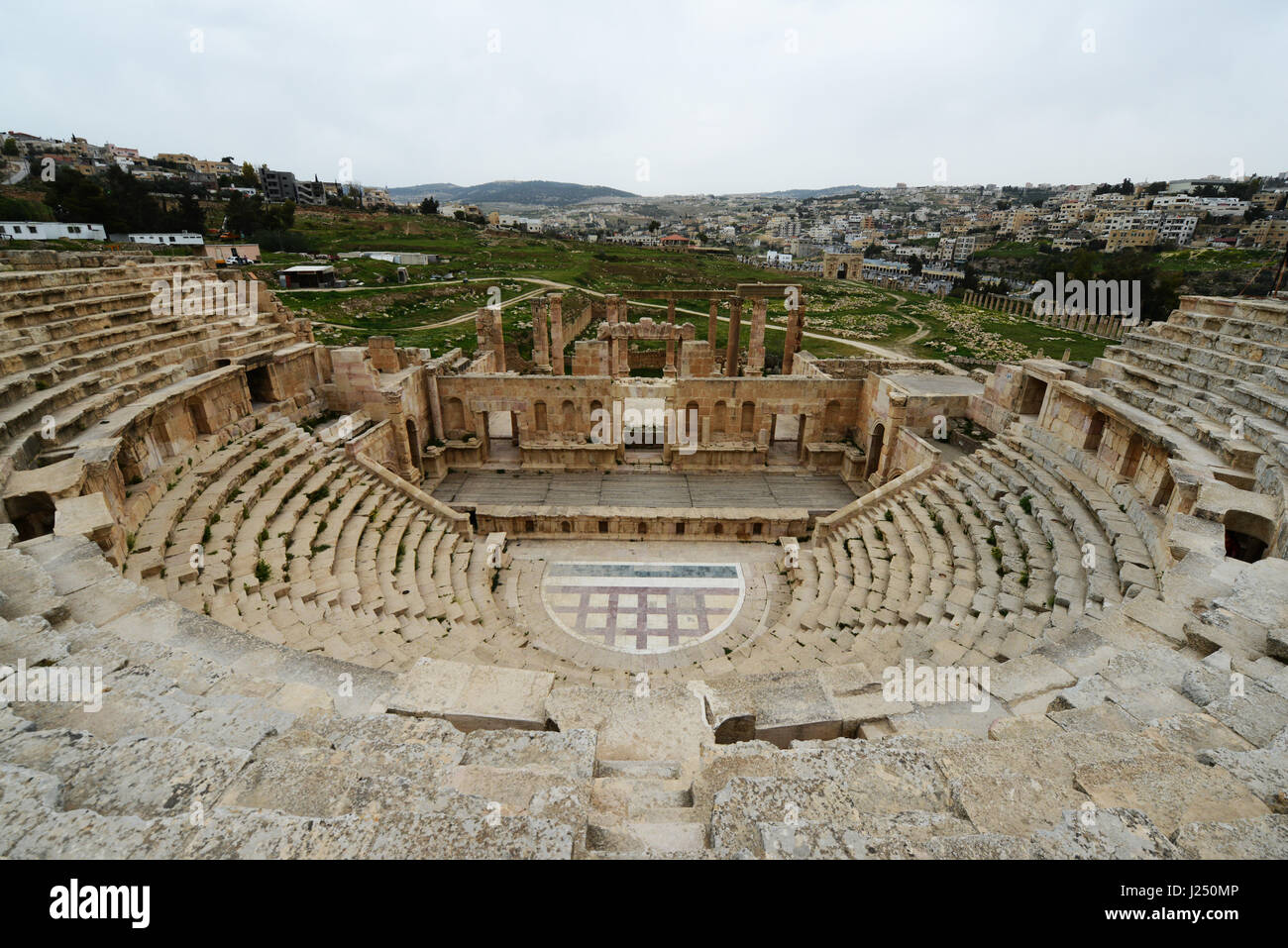 The northern theater in the ancient Roman city of Jerash in Jordan ...