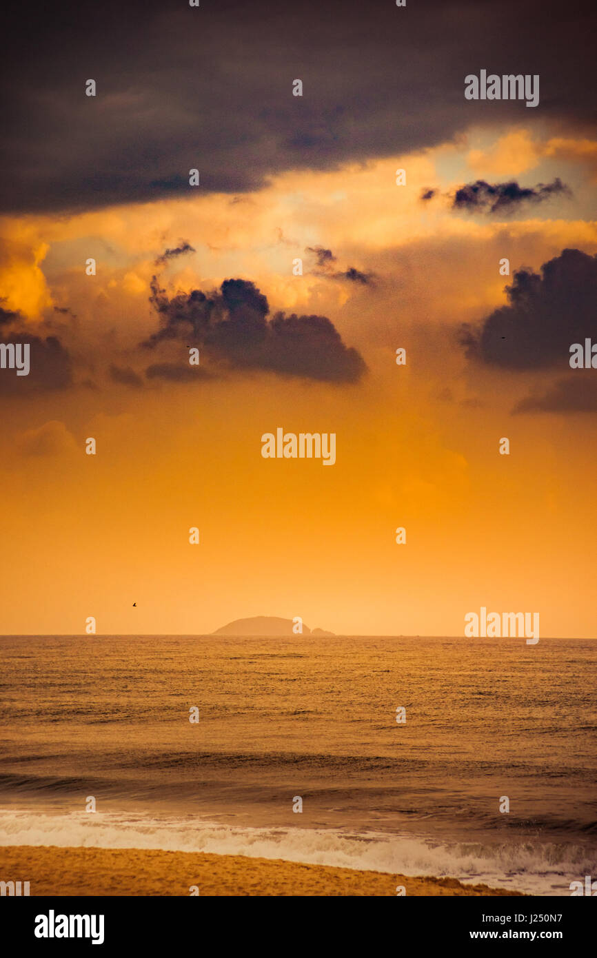 Nature in twilight period, Sunrise or Sunset over the sea with beach ...