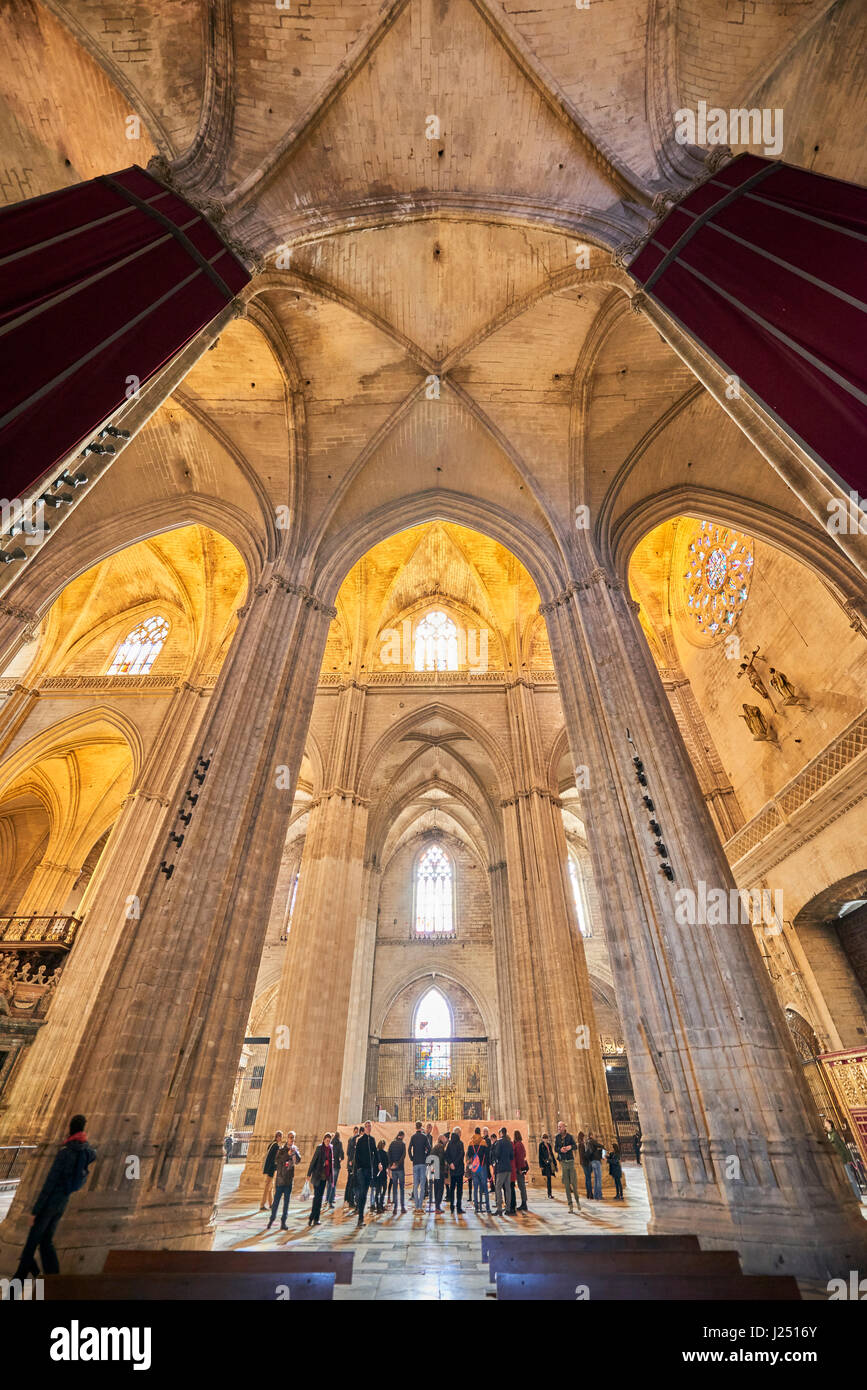 Interior of the Seville Catheral and La Giralda, UNESCO World Heritage ...