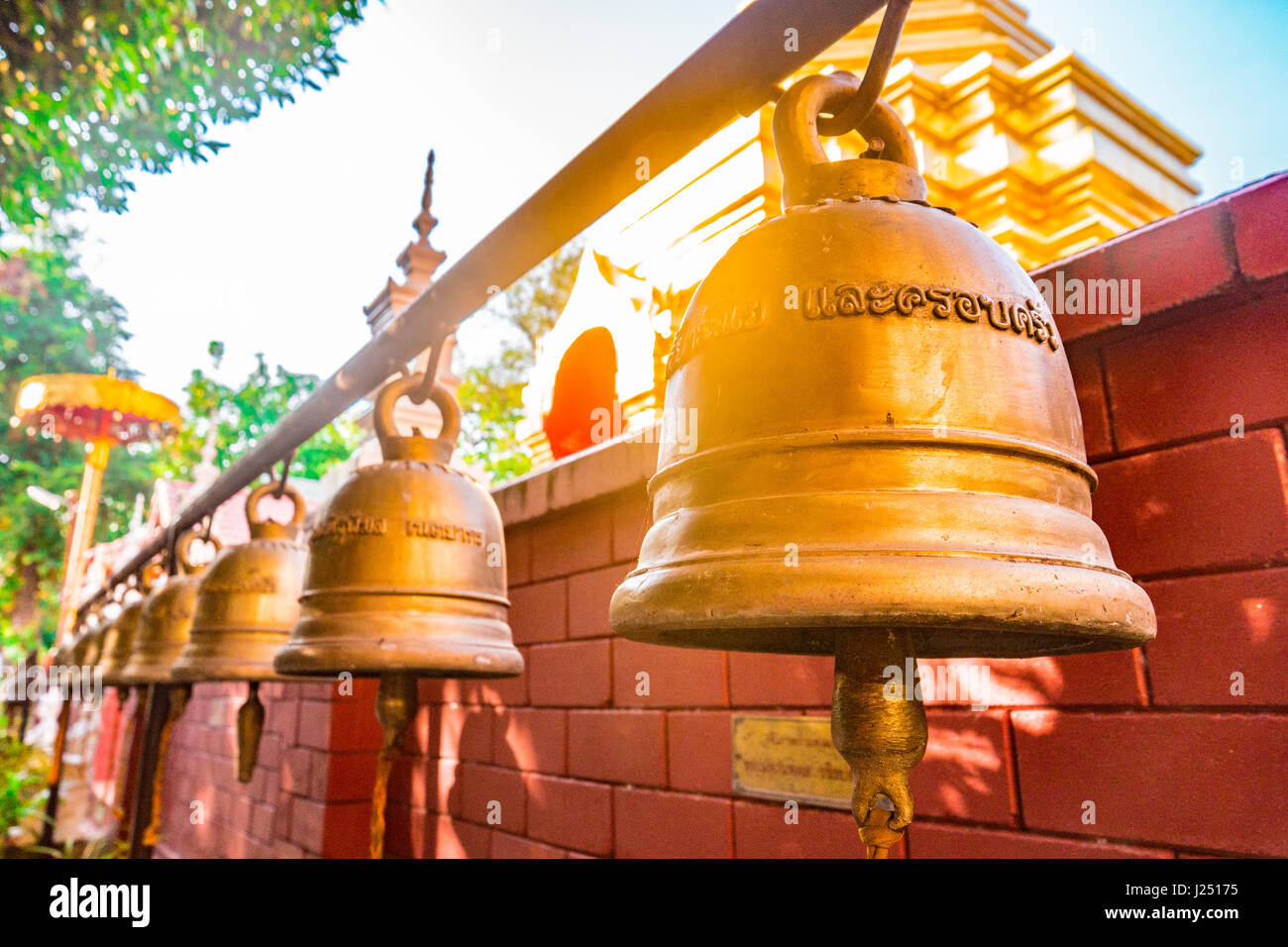 Ritual bells in a Buddhist temple, Chiang Mai, Thailand Stock Photo - Alamy