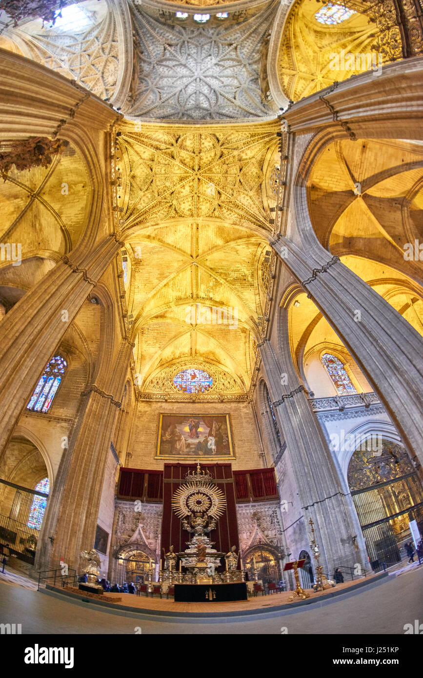 Interior of the Seville Catheral and La Giralda, UNESCO World Heritage ...