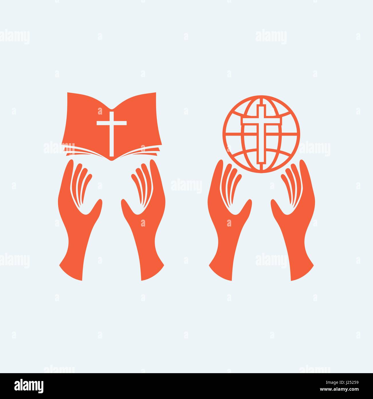 Church logo. Hands and Christian symbols Stock Vector Image & Art - Alamy