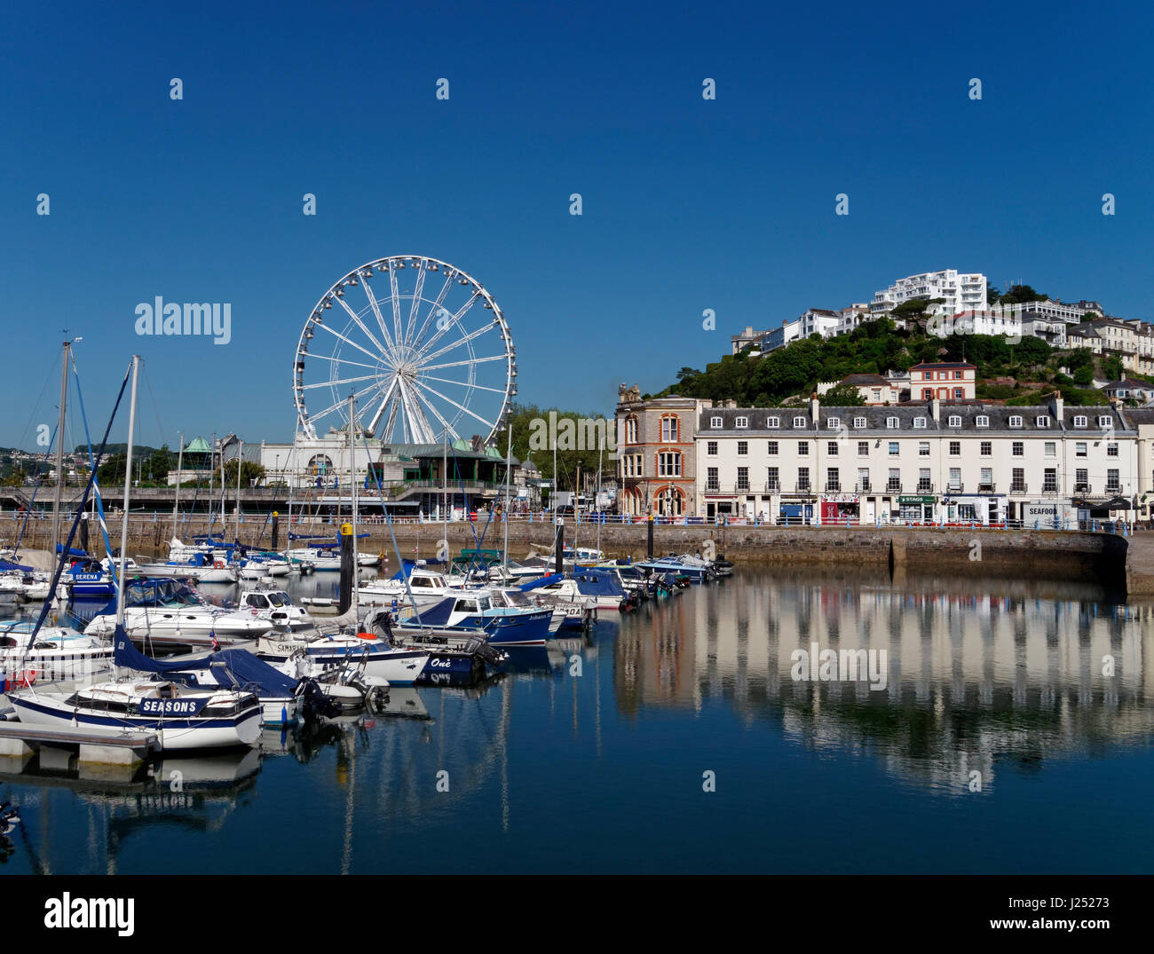 Torquay on The English Riviera with its Harbour with Big Wheel, Torquay ...