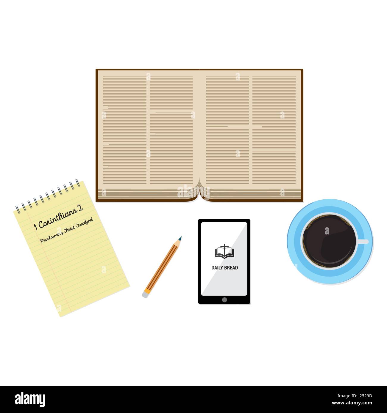 Bible, gadgets with Christian applications, coffee Stock Vector Image ...