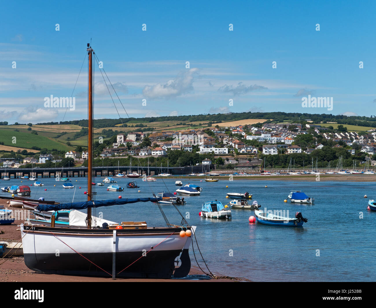 The Beach at Shaldon with it colourful boats, beside The River Teign ...