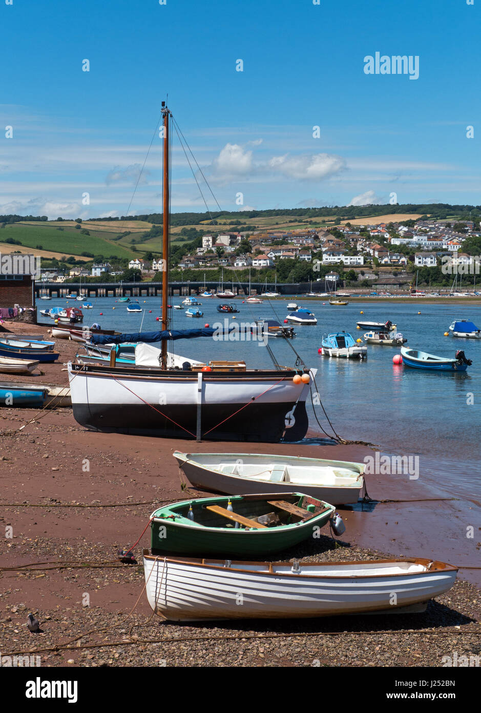 The Beach at Shaldon with it colourful boats, beside The River Teign ...