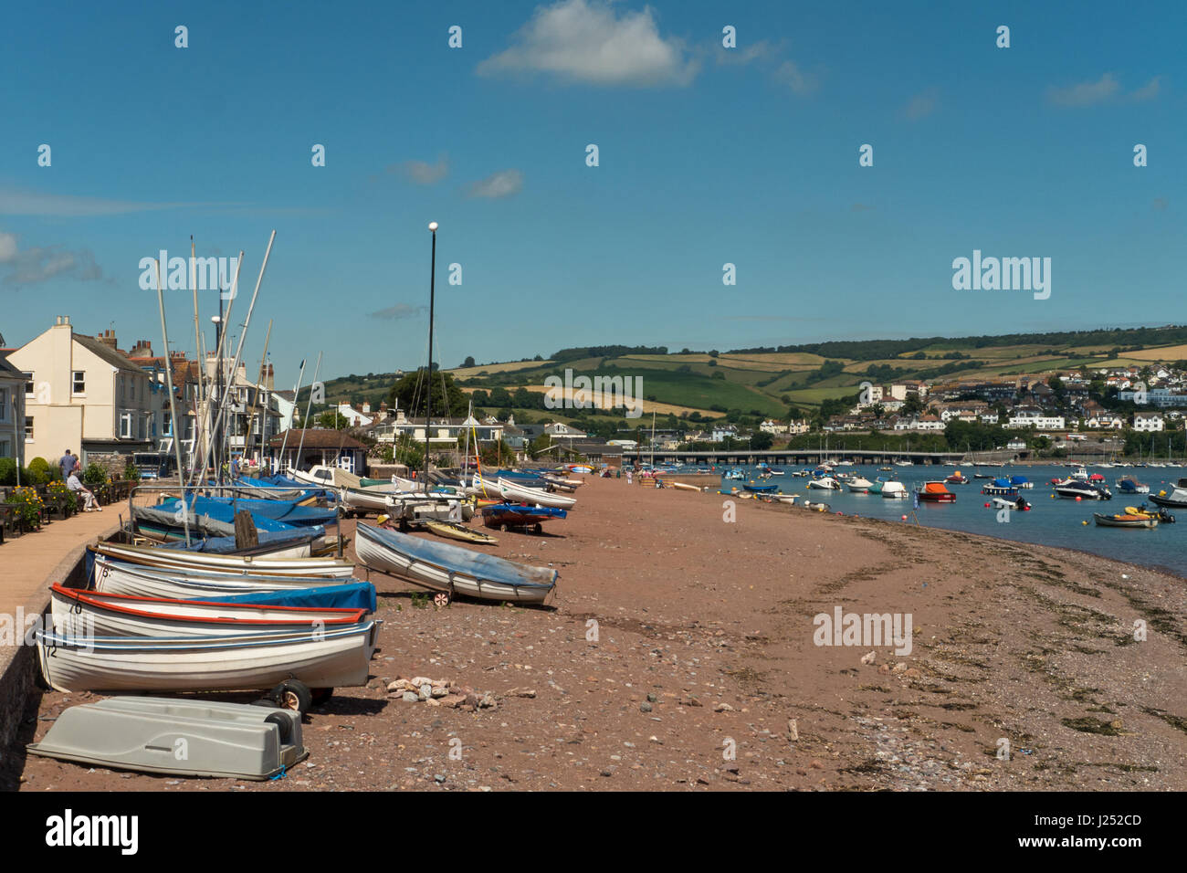 The Beach and Esplanade at Shaldon with it colourful boats, beside The ...
