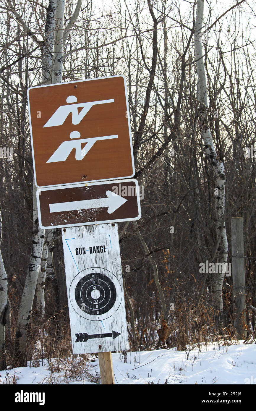 Gun Range Ahead Sign Stock Photo - Alamy
