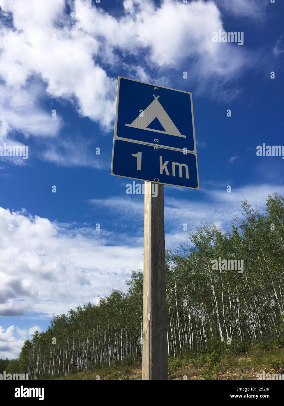 Camping Area One Kilometer Ahead Stock Photo - Alamy