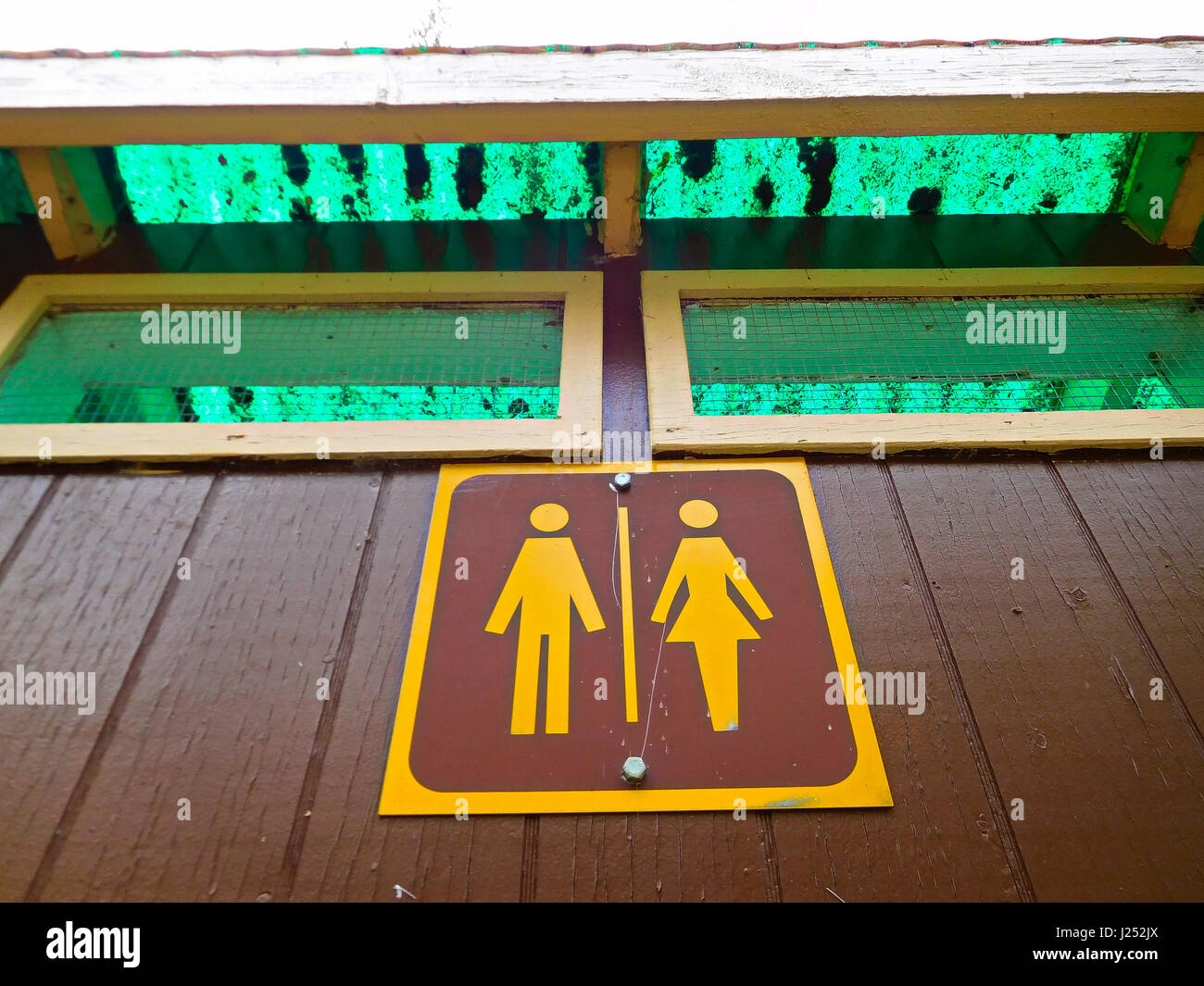 Signs for a Public Outdoor Toliet Stock Photo - Alamy