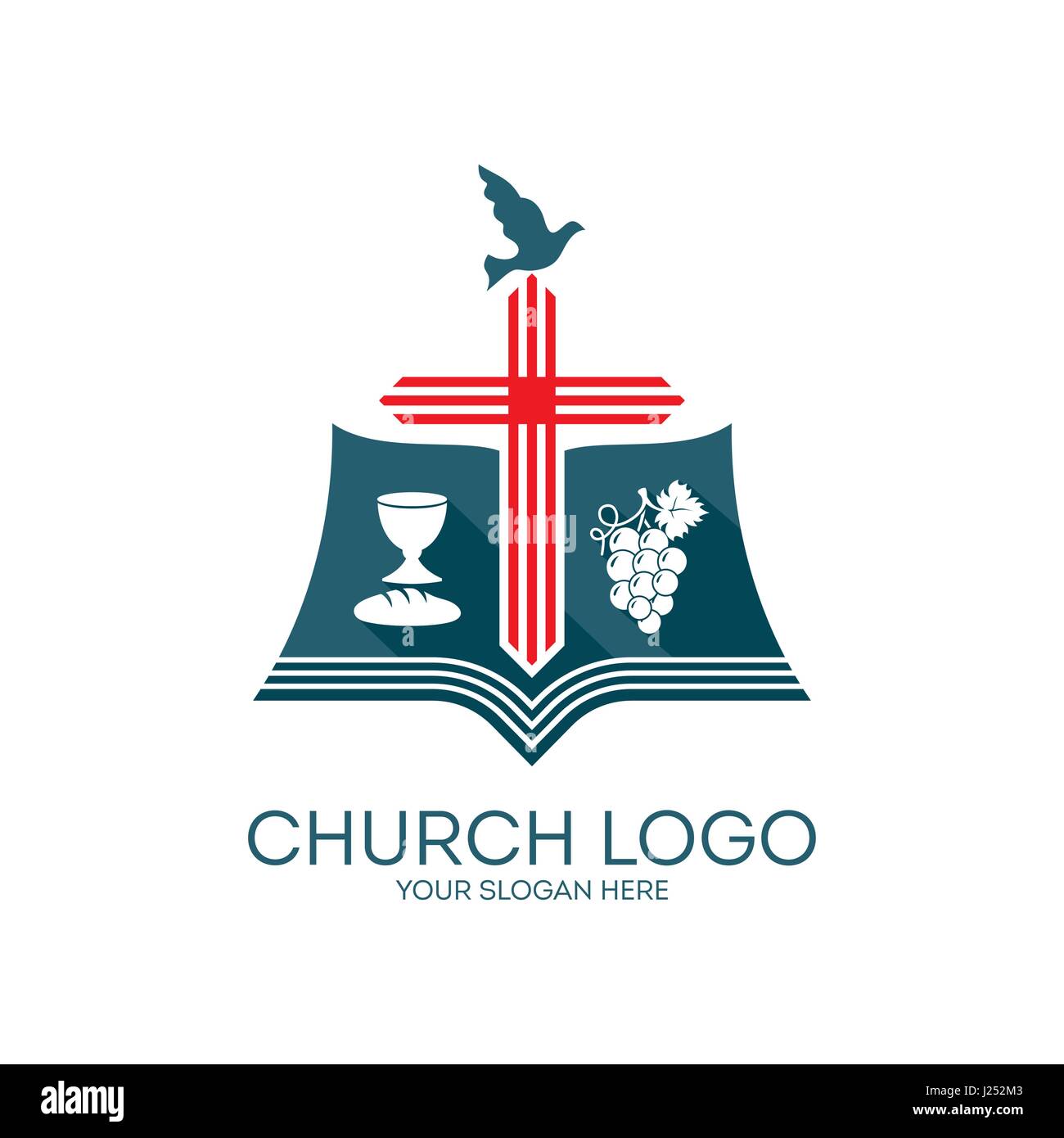 Church logo. The cross of Jesus, the bible and Christian symbols Stock ...