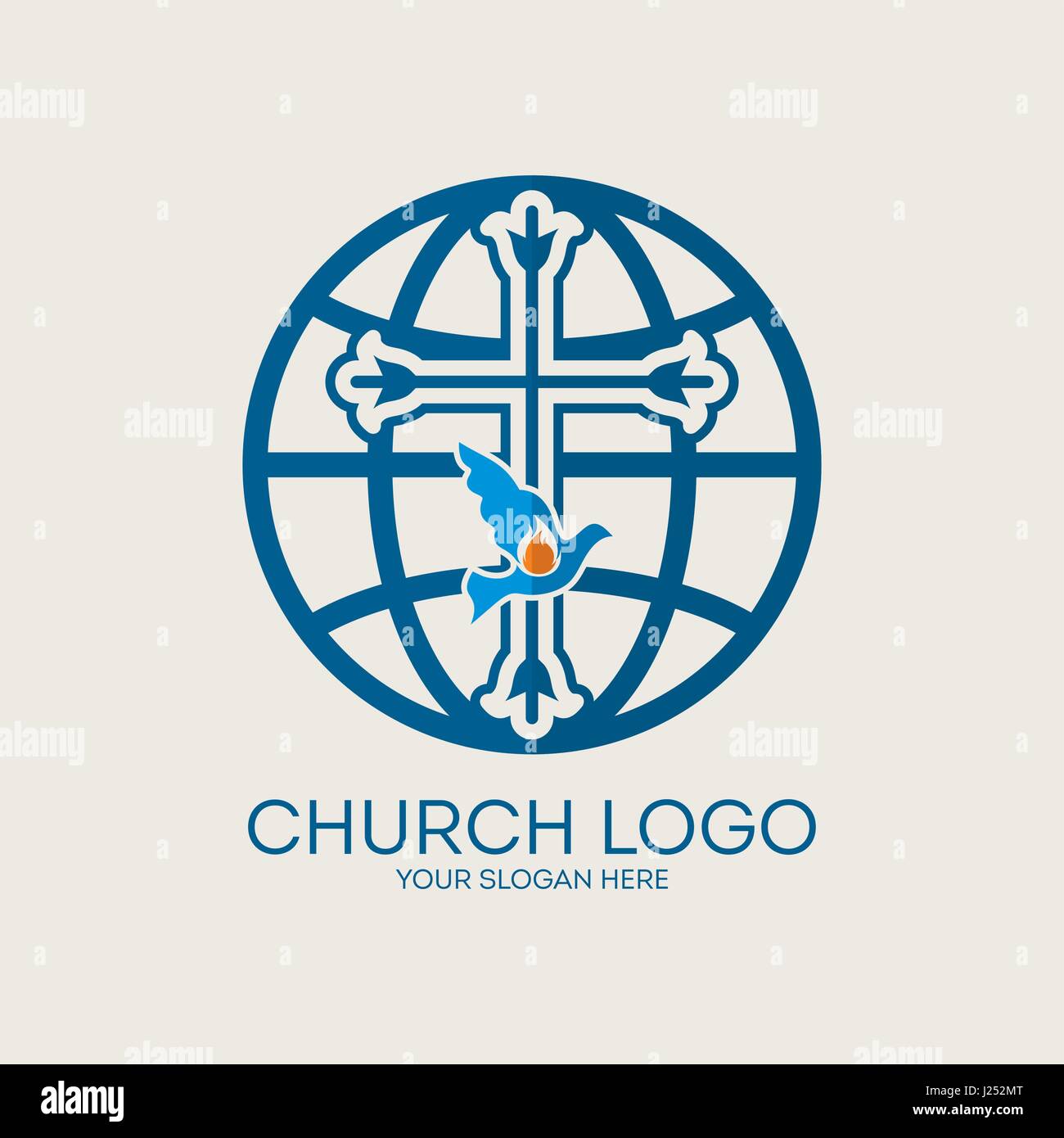Church logo. The cross of Jesus Christ, the globe is the world, the ...