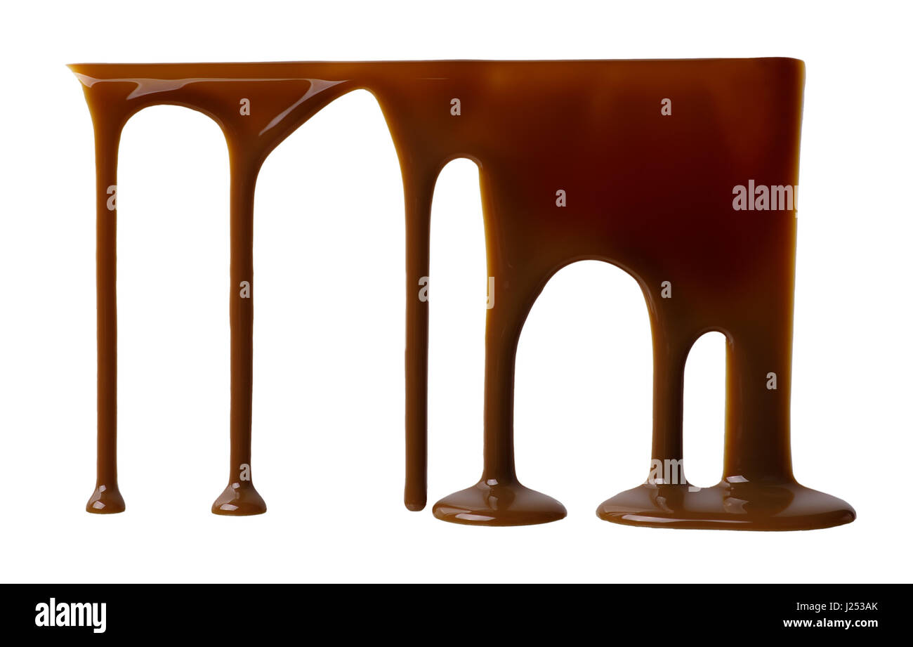 Liquid chocolate flowing down isolated on white background Stock Photo ...