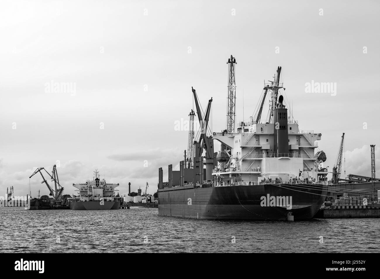 Ship transshipment of the port channel Stock Photo - Alamy