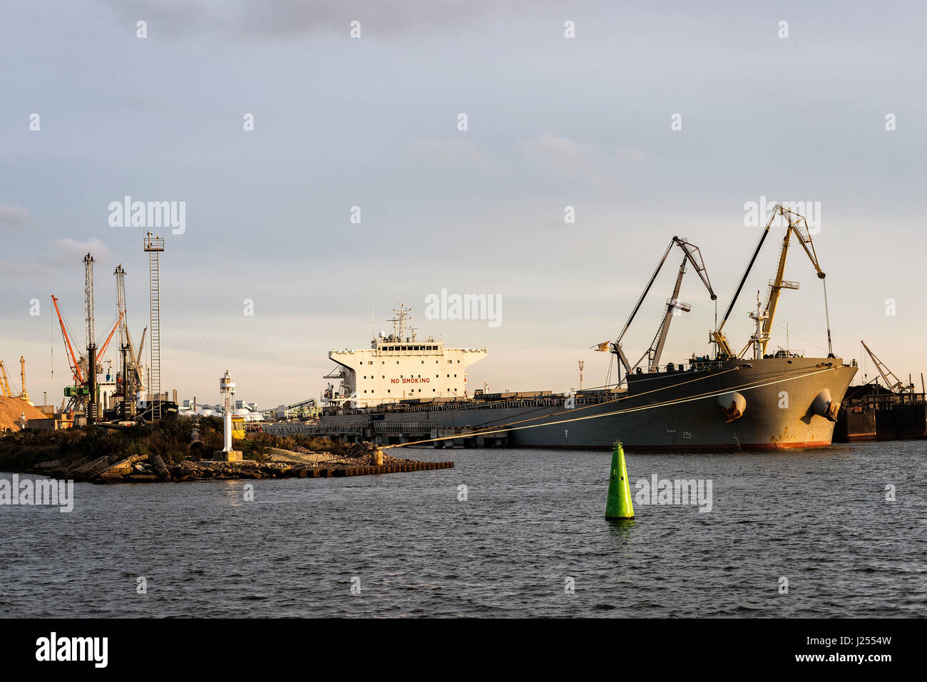 Ship transshipment of the port channel Stock Photo - Alamy