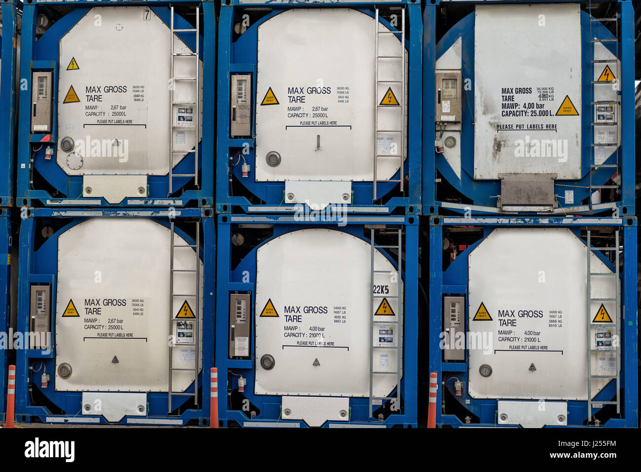 Gaseous substances container row Stock Photo - Alamy