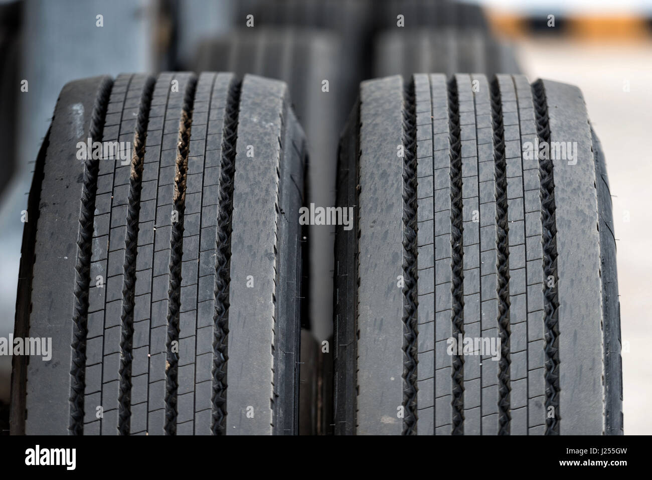 Gigantic harbor crane wheel row Stock Photo - Alamy