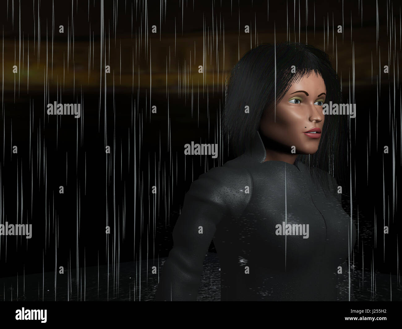 Beautiful woman face under rain hi-res stock photography and images - Alamy
