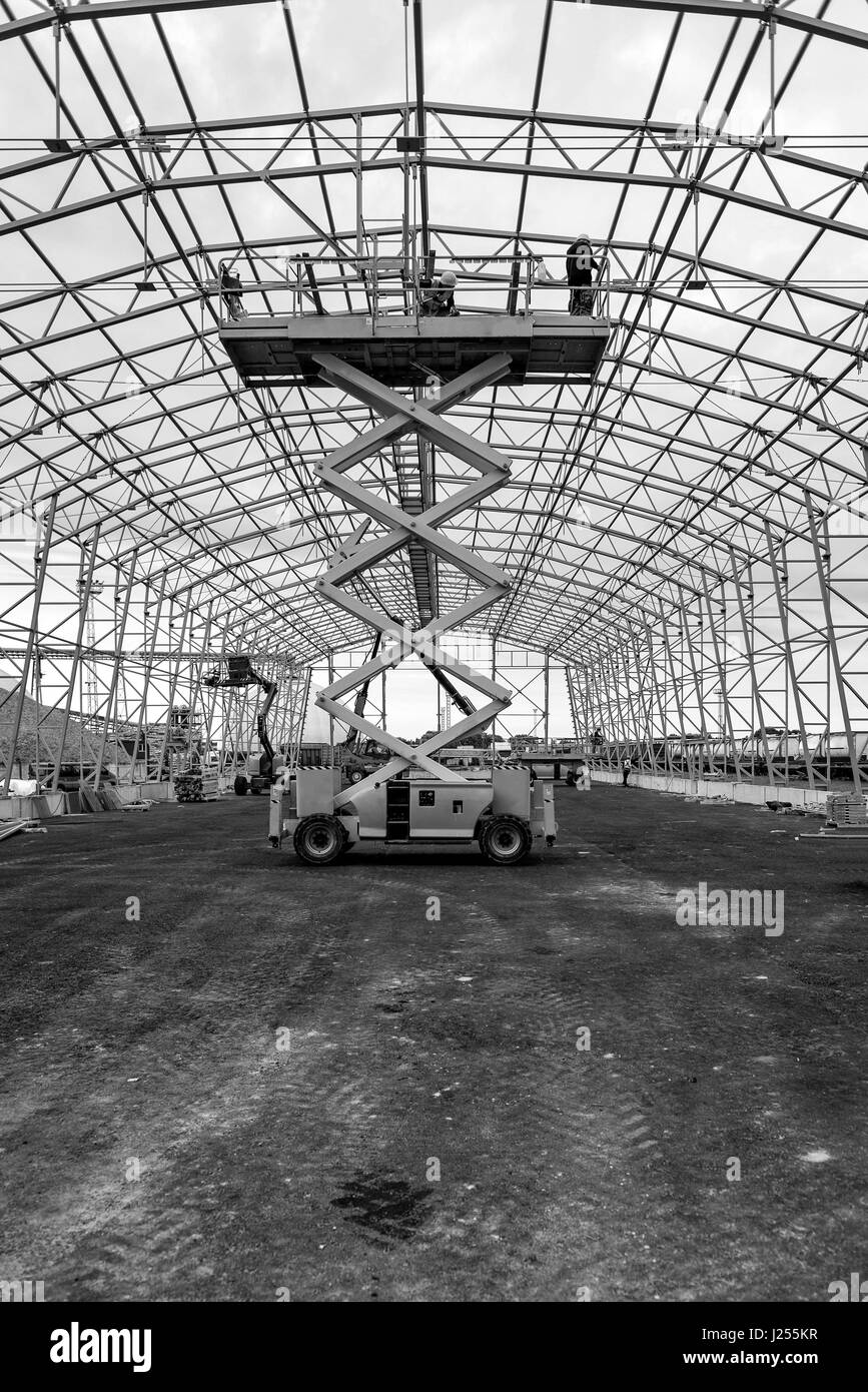 Mobile lifting platform construction site Black and White Stock Photos ...