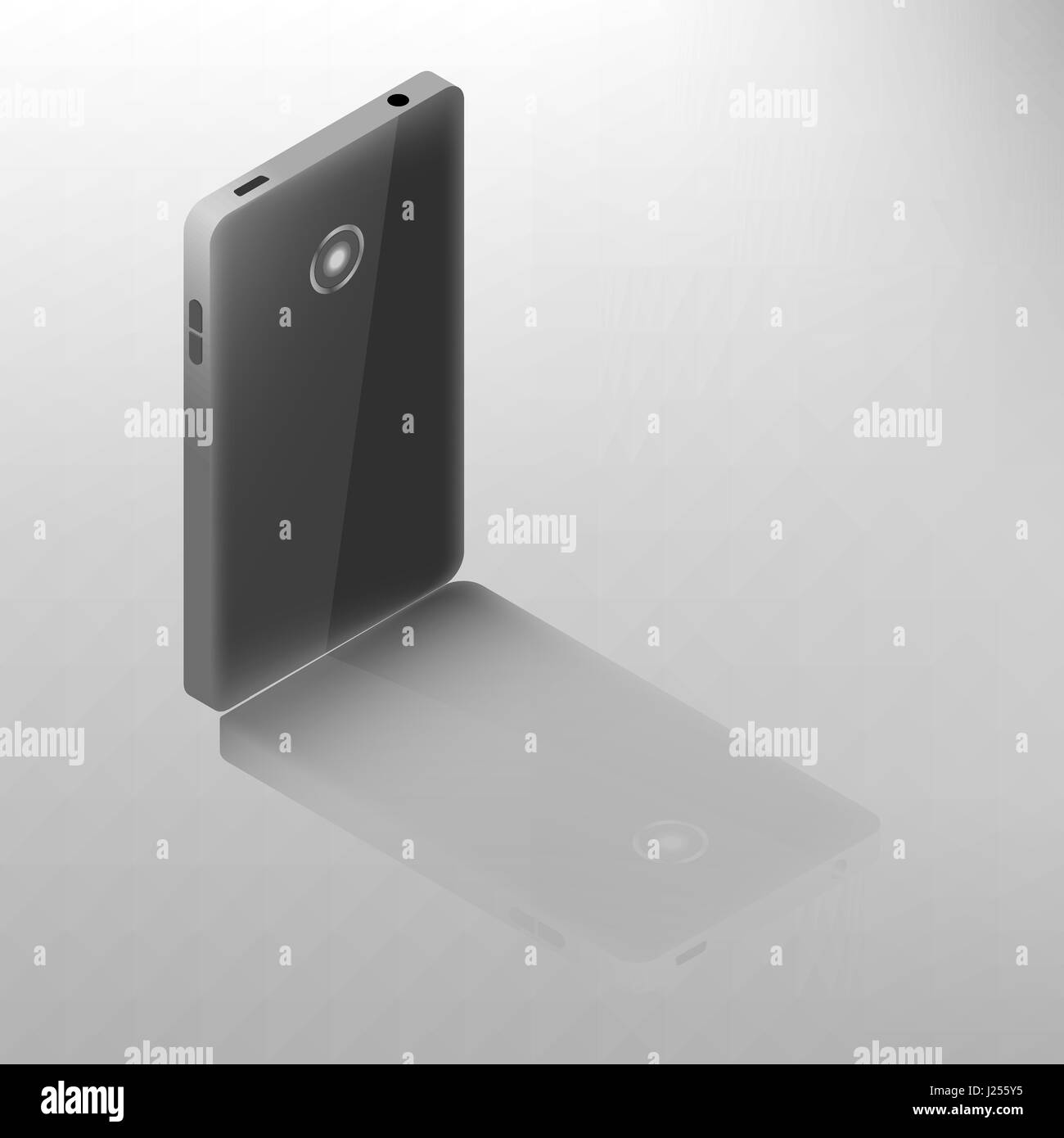 Mobile phone with mirror reflection isolated on white background ...