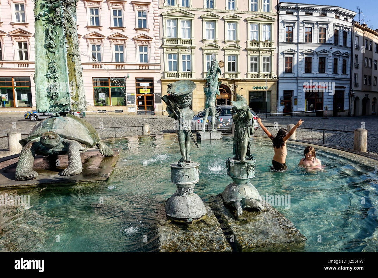 Olomouc, Czech Republic - Juny 25, 2016: Hot summer day kids are ...