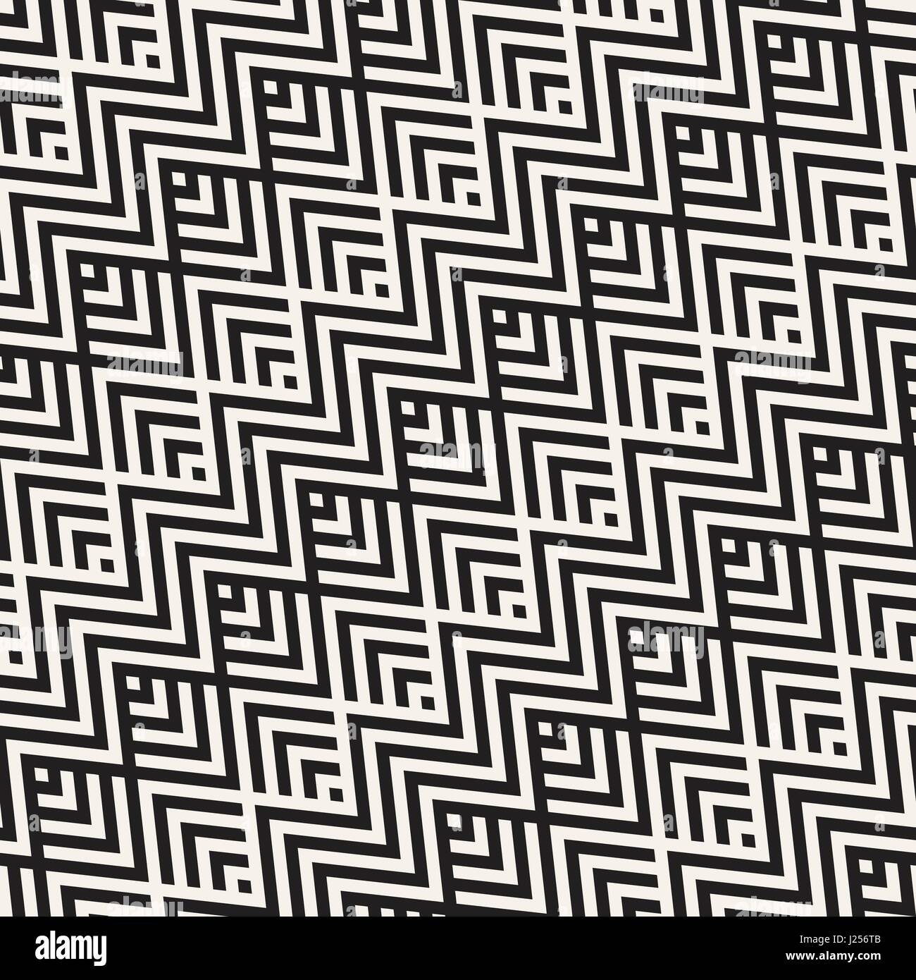 Abstract ZigZag Parallel Stripes. Stylish Ethnic Ornament. Vector Seamless Pattern. Repeating ...