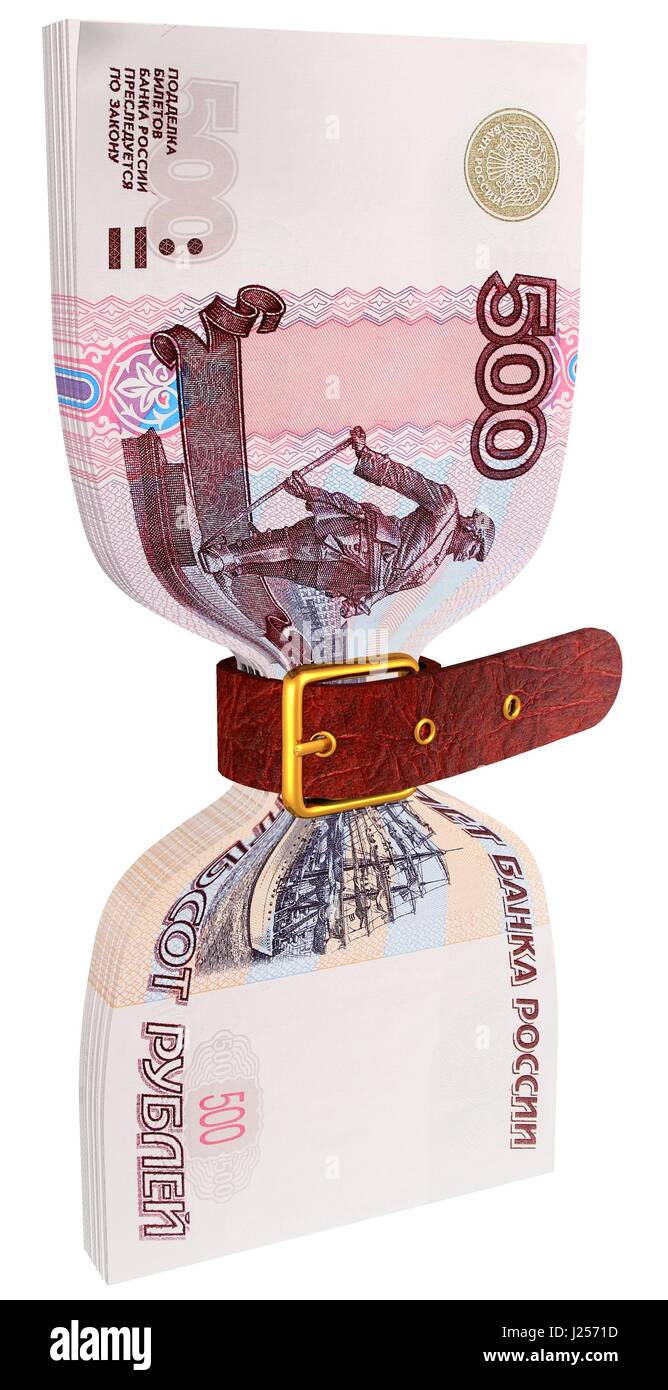 Pack of 500 ruble banknotes tightly constricted belt Stock Photo - Alamy