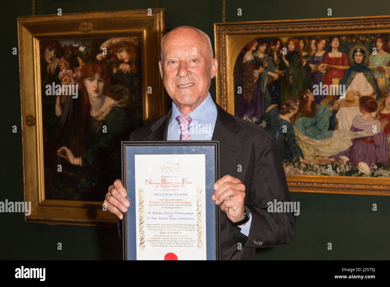 London, UK. 24 April 2017. Lord Foster of Thames Bank OM receives the ...