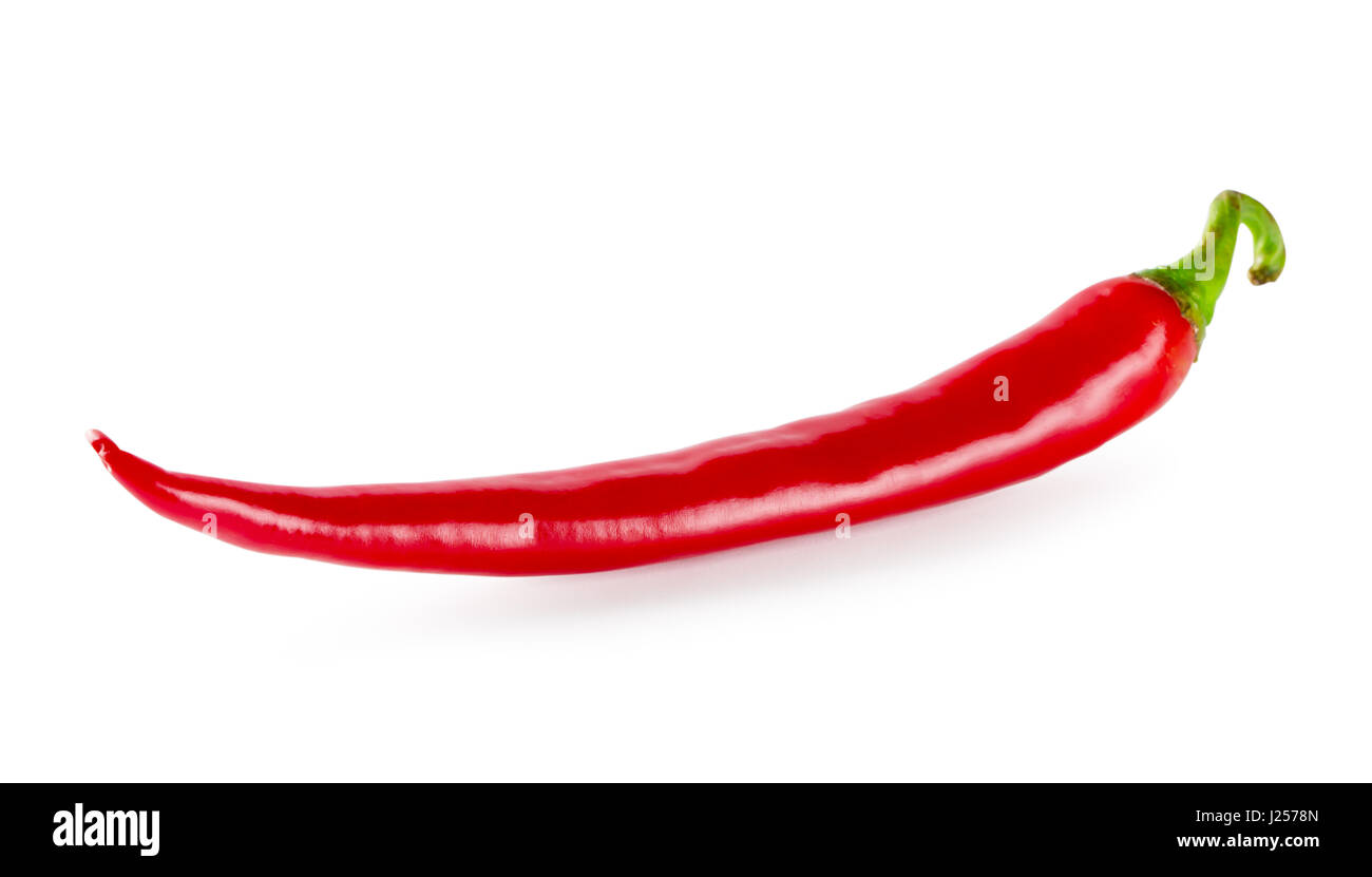 Red curved hot chili pepper isolated on white background Stock Photo ...