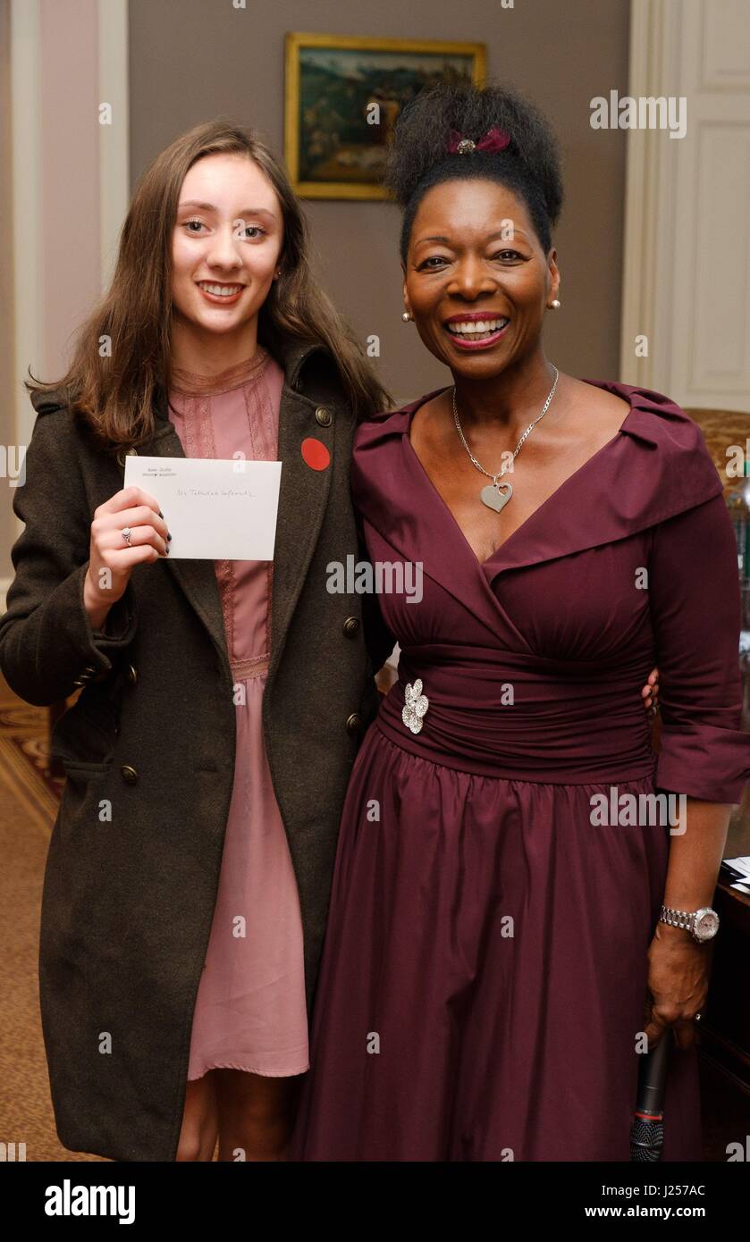 EDITORIAL USE ONLY Tallulah Lefkowitz, 16, from California, receives a ...