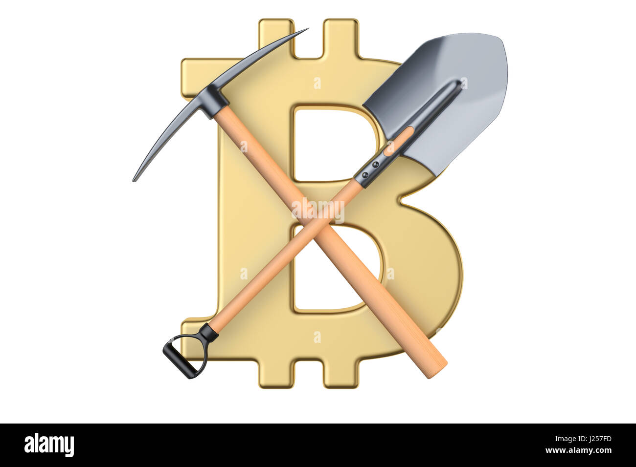 Bitcoin mining concept, 3D rendering isolated on white background Stock ...