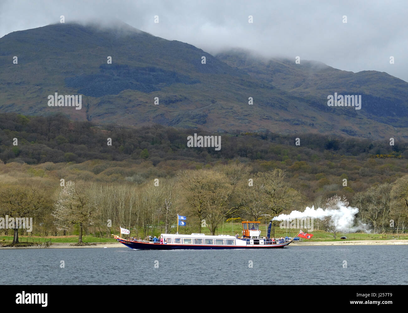 The National Trusts steam yacht gondola, Lake Coniston, Cumbria Stock ...