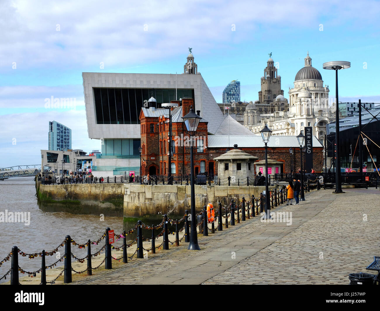 Albert Dock Parade, Liverpool, next to the river Mersey. Showing the ...