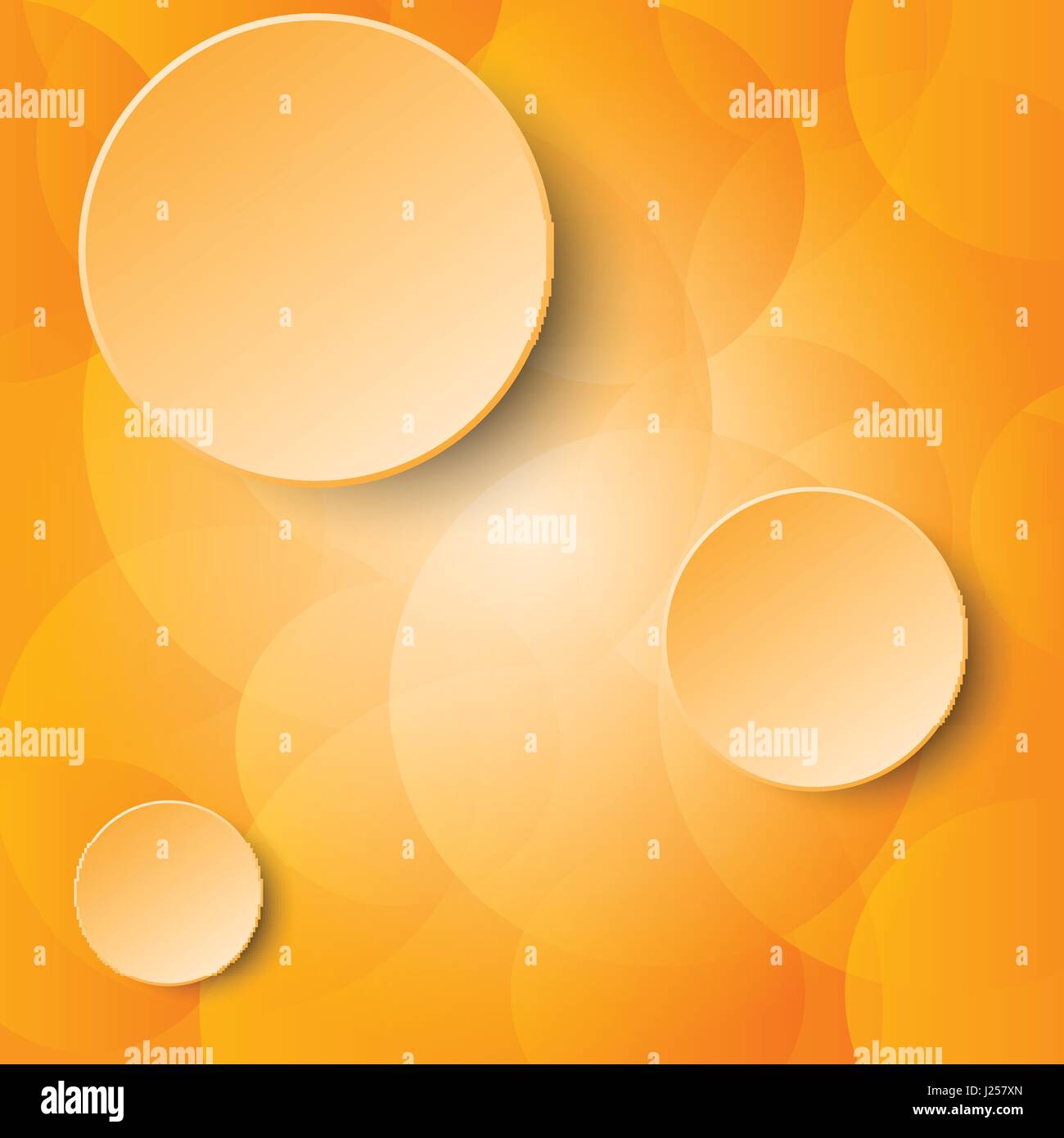 Three 3d orange paper circle label on orange transparent bubble ...