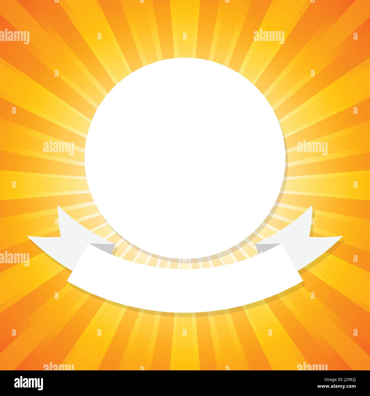 White circle and ribbon template on Orange abstract background with ...