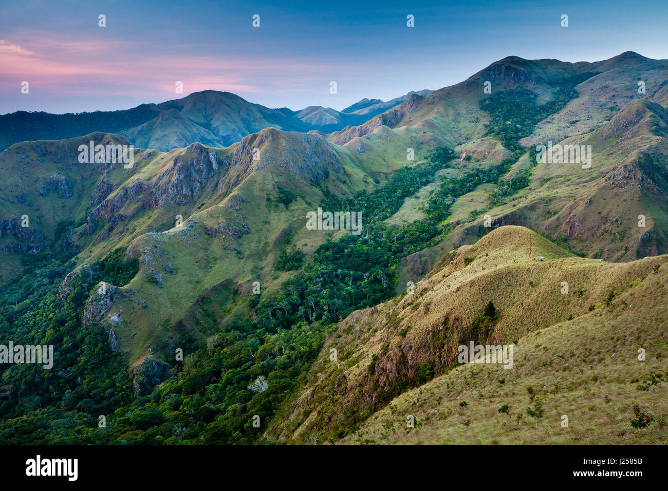 Panama mountain landscape at dawn in the beautiful Altos de Campana ...