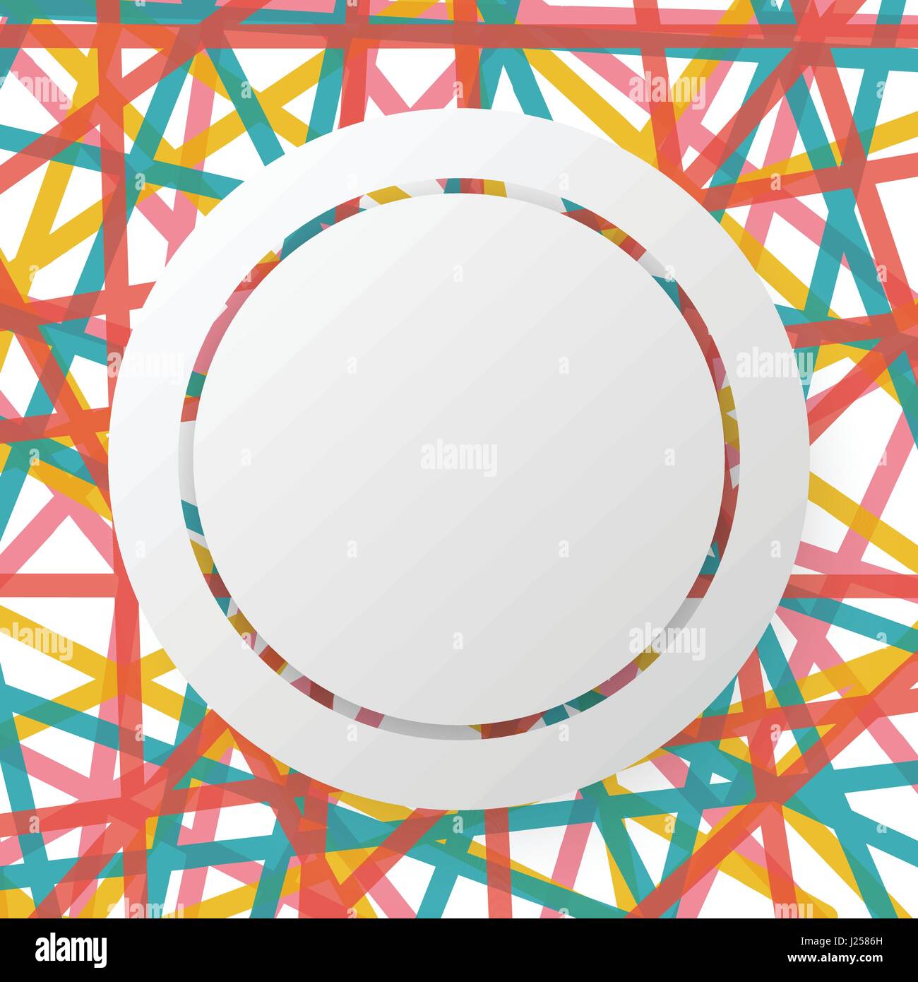 White Circle Board And Border On Colorful Line Abstract Design Background Concept Stock Vector