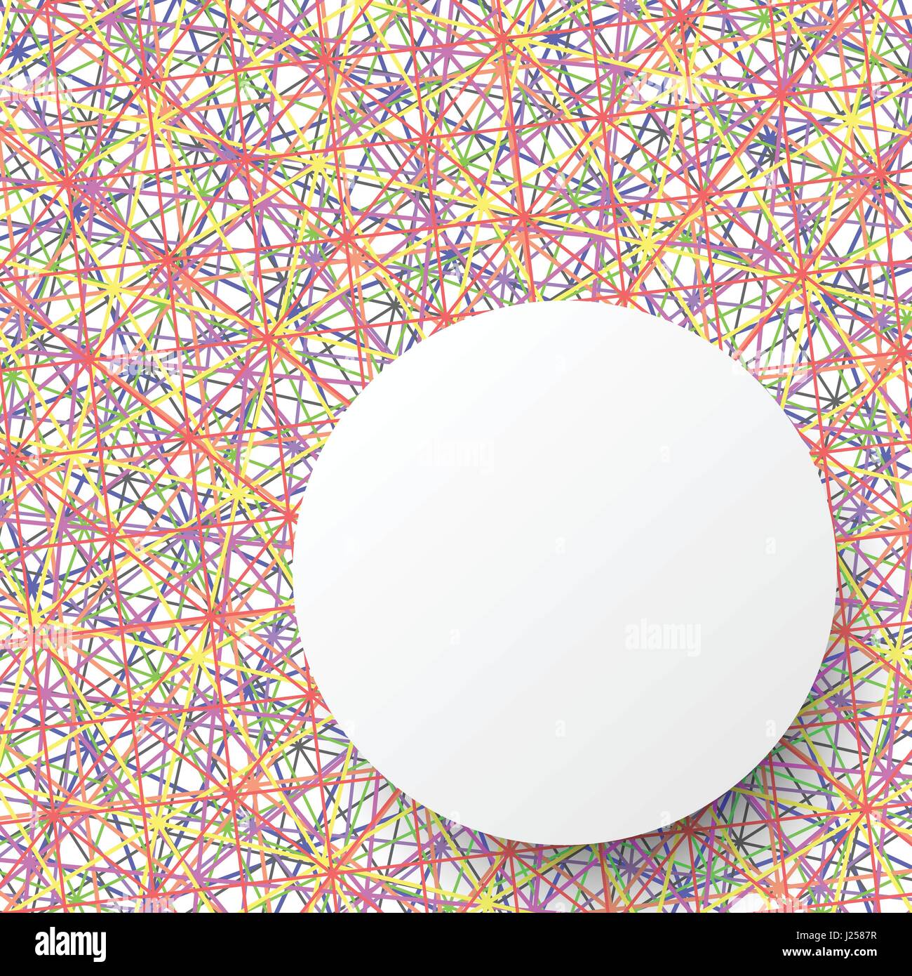 White circle template on colorful line abstract design background Stock ...