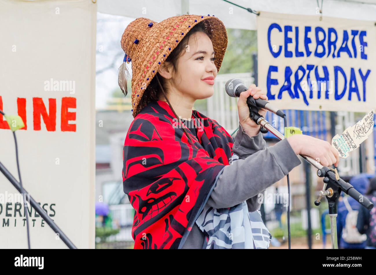 Coast Salish singer songwriter activist Ta'Kaiya Blaney speaks at Earth ...