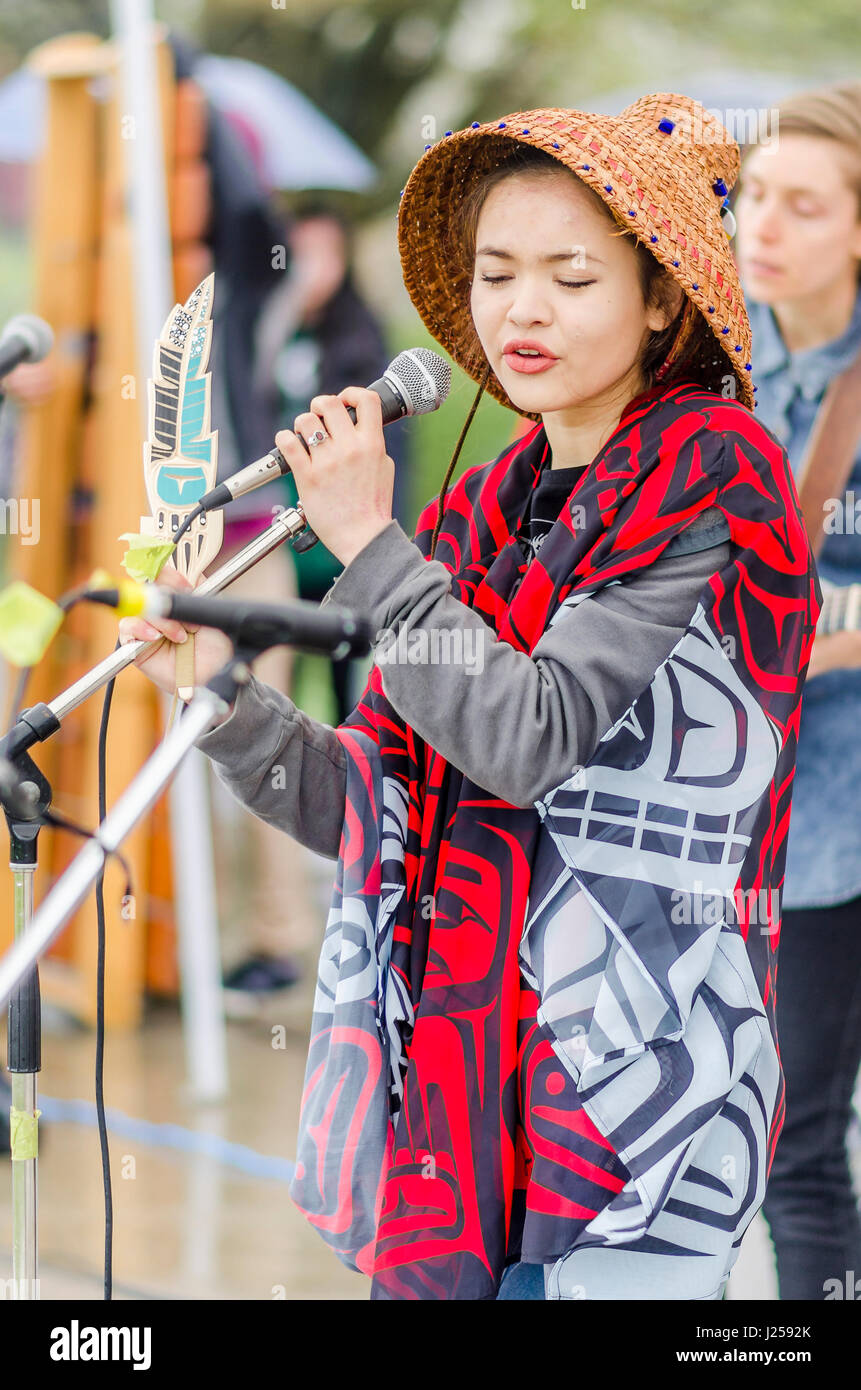 Coast Salish singer songwriter activist Ta'Kaiya Blaney performs at ...