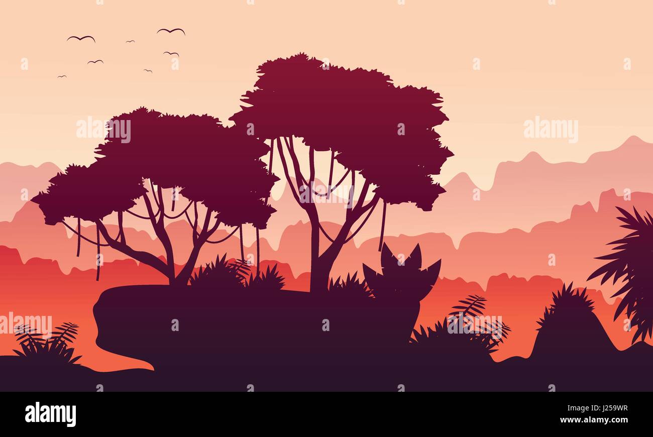 At morning jungle landscape collection Stock Vector Image & Art - Alamy