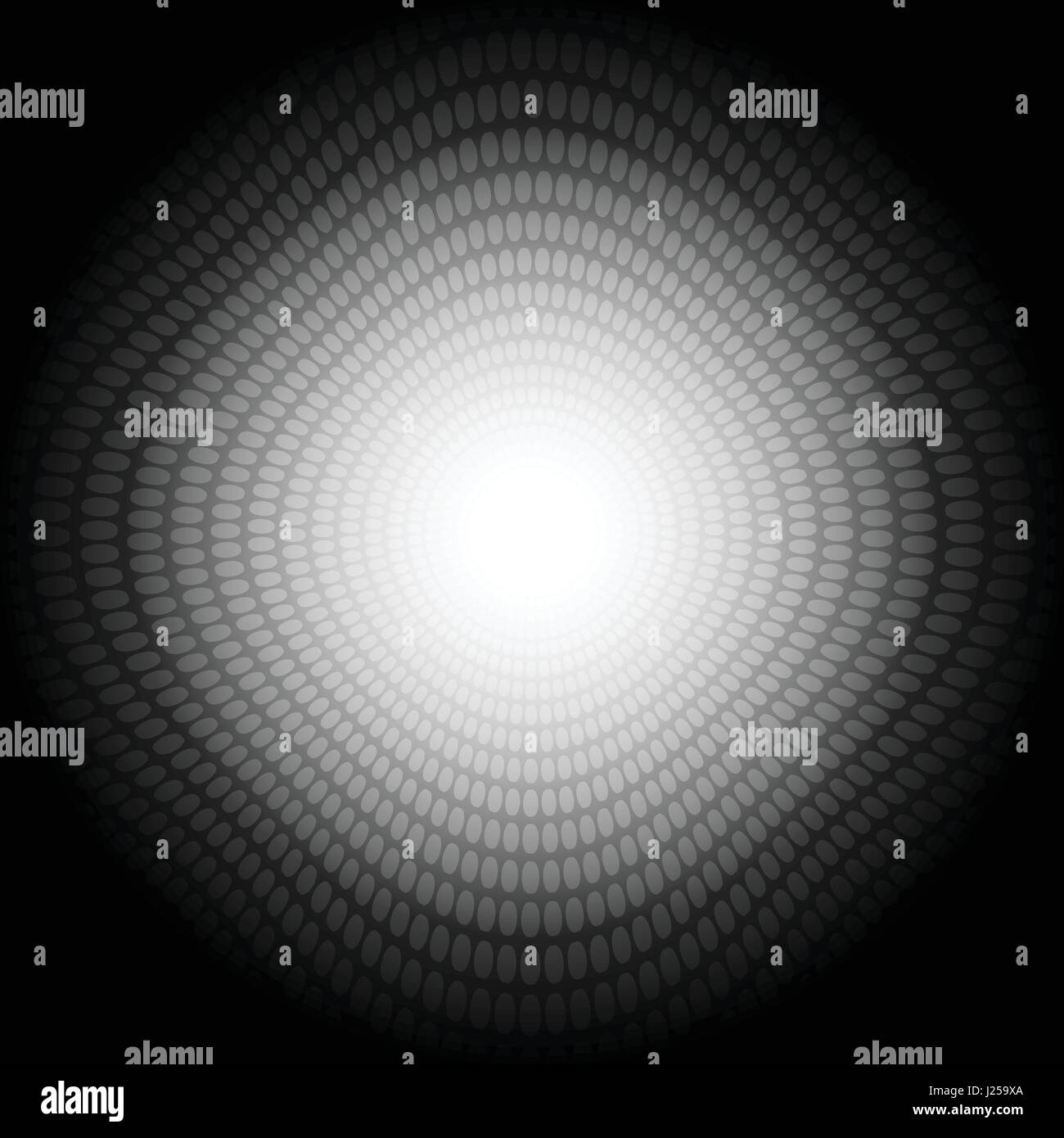 White dots circle wave pattern on black background for abstract ...