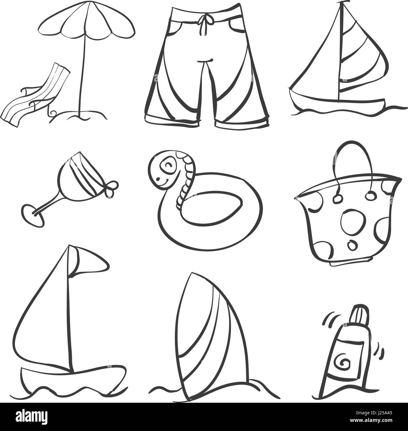 Doodle object summer hand draw Stock Vector Image & Art - Alamy