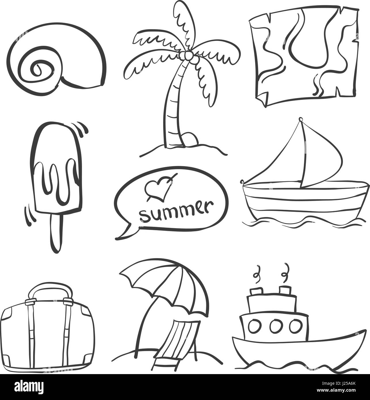 Hand draw summer element doodles Stock Vector Image & Art - Alamy
