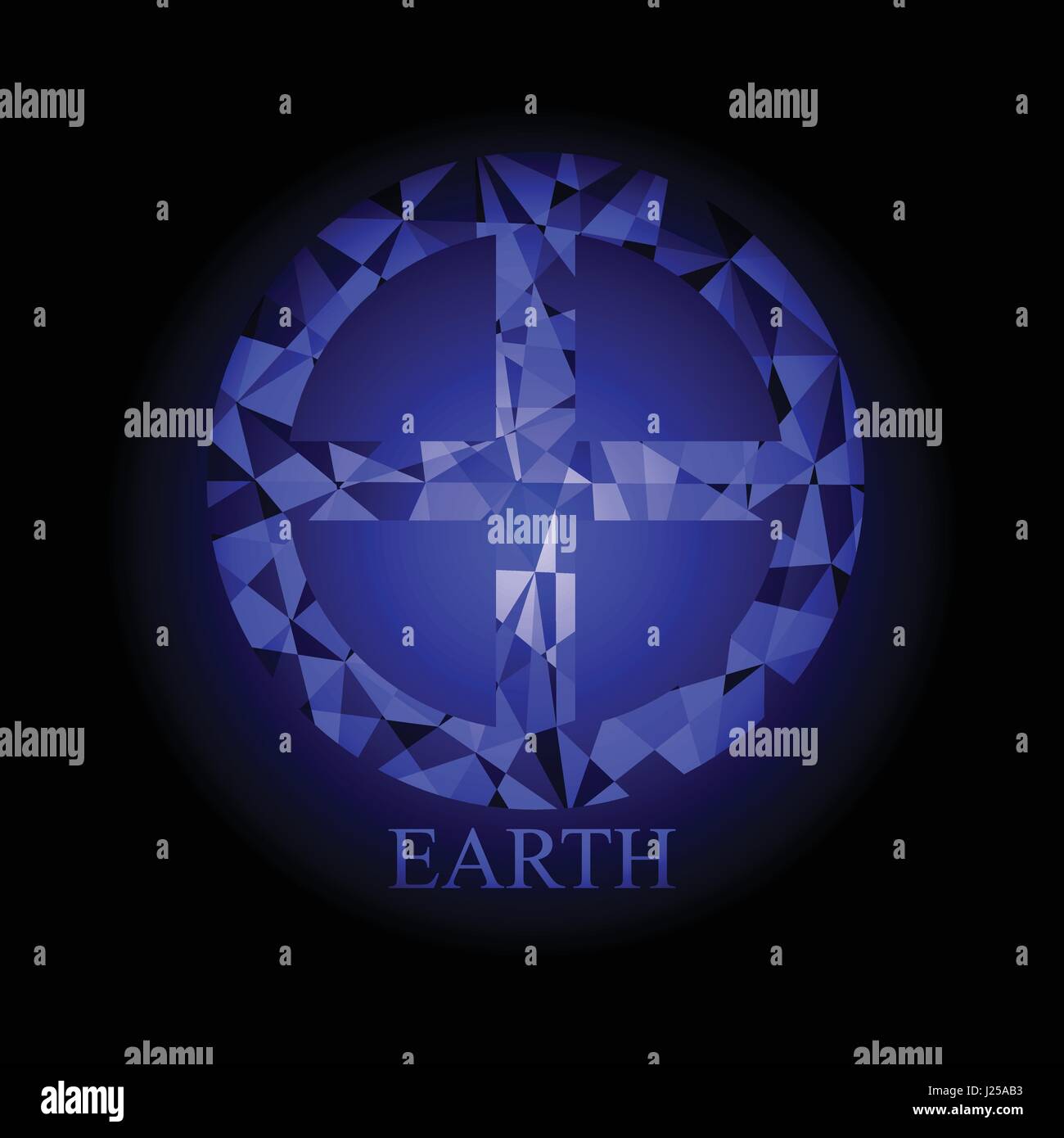 Navy blue polygonal Earth icon astronomy sign symbol vector ...