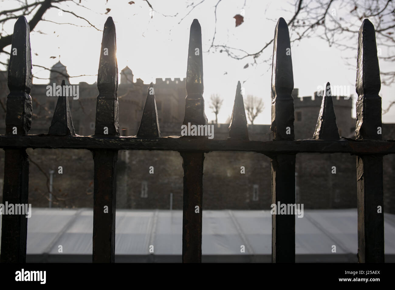 A fence between tower fortress Stock Photo - Alamy