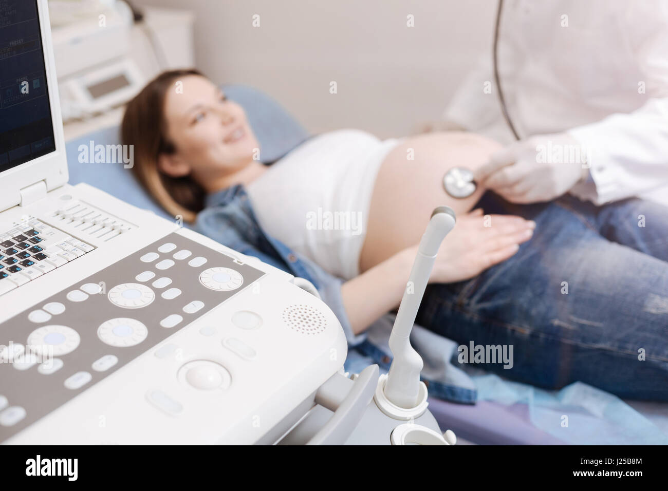 High tech ultrasound machine located in the sonography cabinet Stock ...